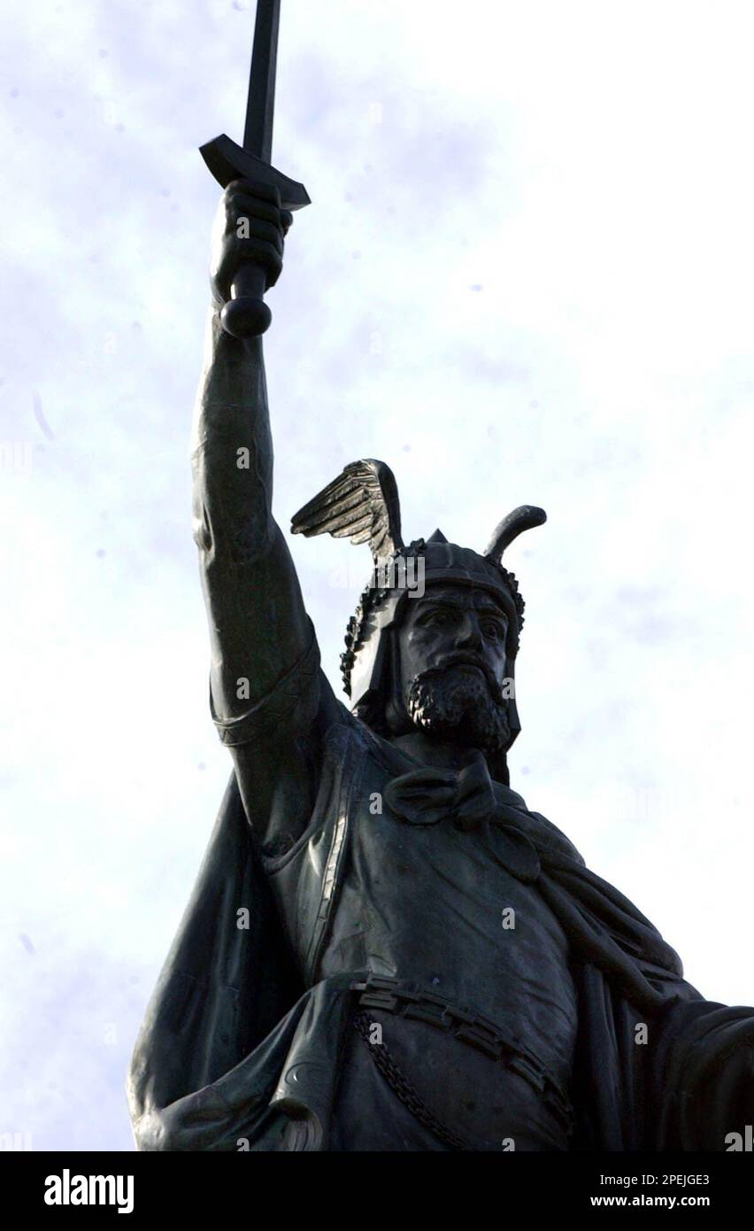 The landmark Hermann statue once again overlooks the Minnesota River ...