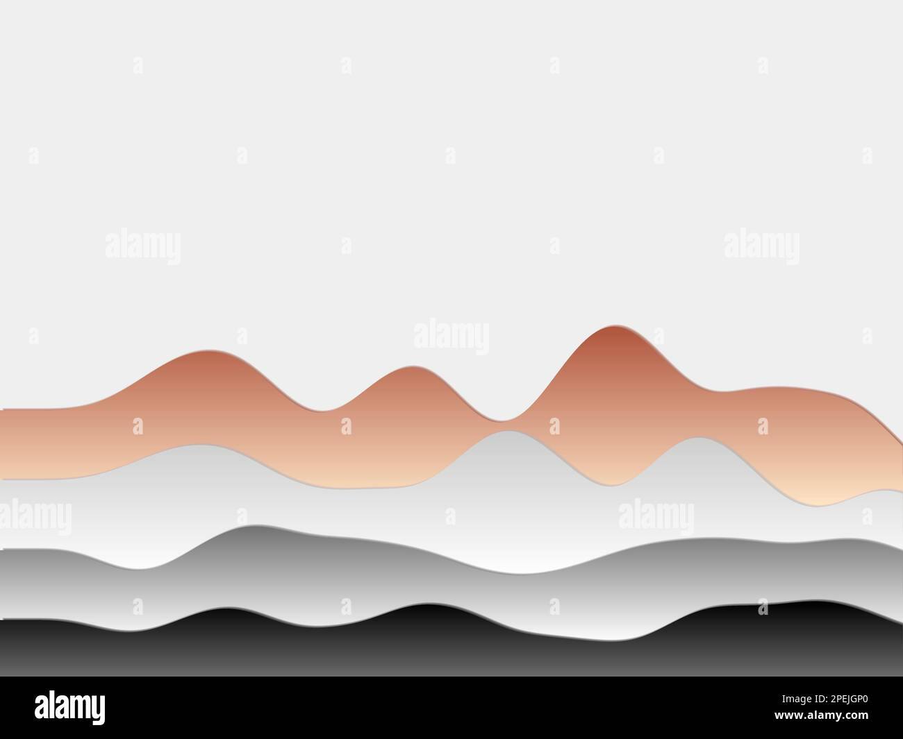 Abstract mountains background. Curved layers in red and grey colors ...