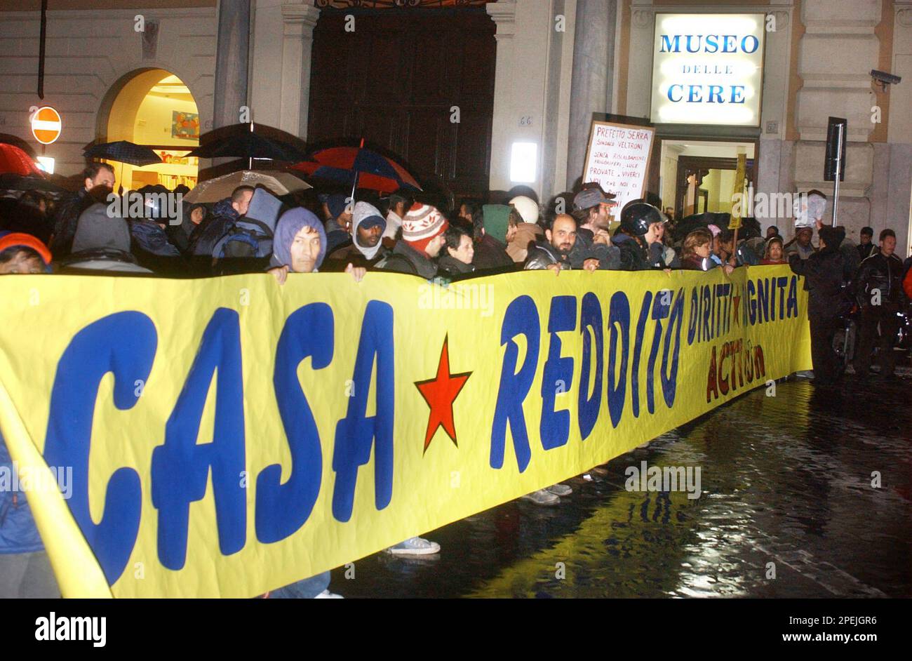 "Action" housing rights activists stage a demonstration outside the ...