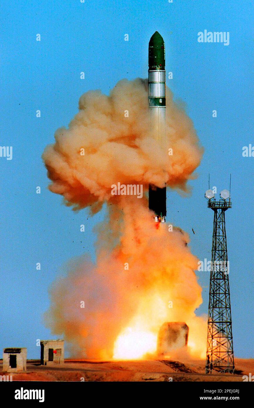 A Russian intercontinental ballistic missile RS-20 (SS-18 Satan ...