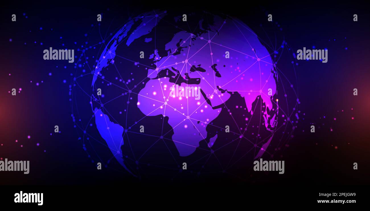 Banner with globe and network communications design Stock Vector Image ...
