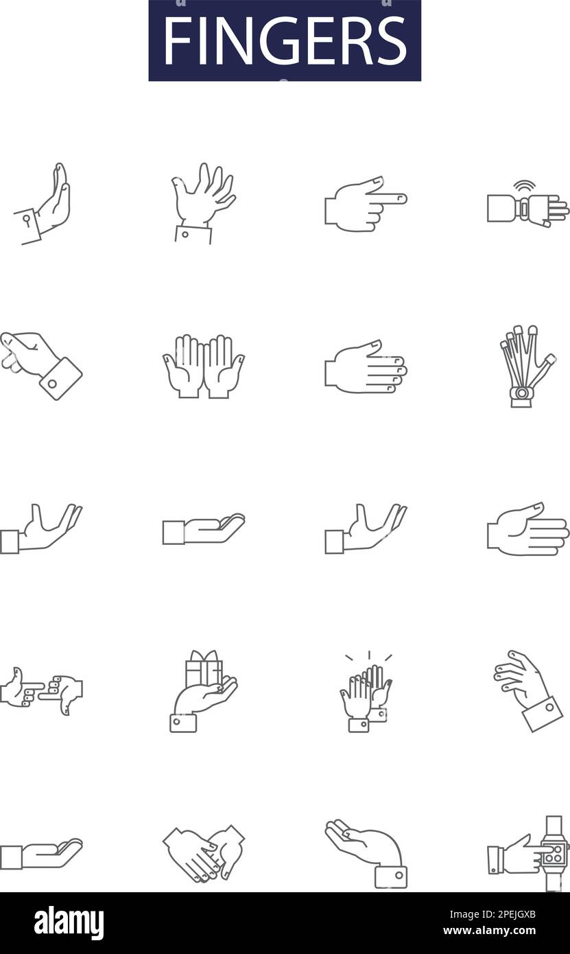 Fingers line vector icons and signs. Digits, Limbs, Phalanges, Claws ...