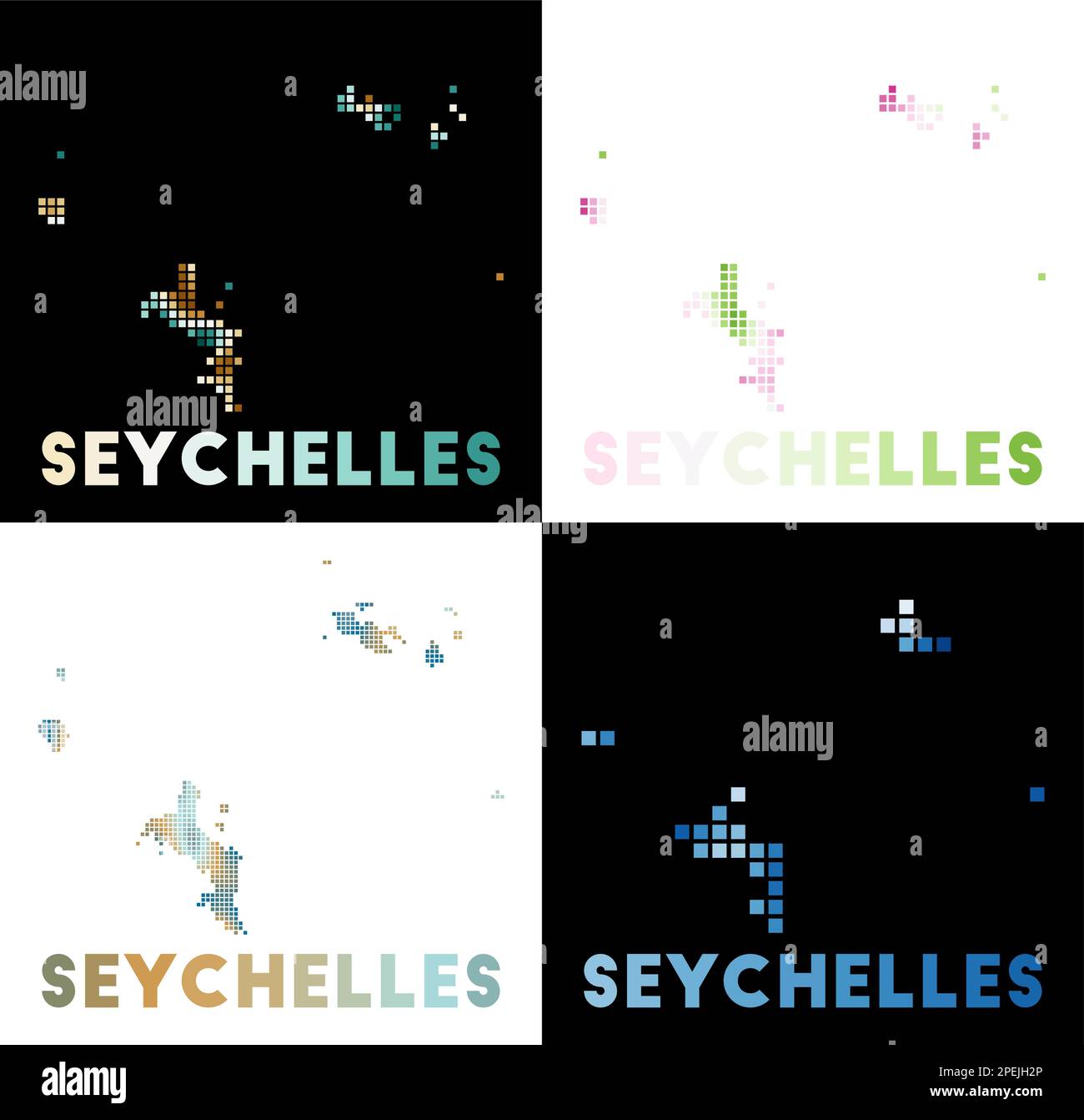 Seychelles map. Collection of maps of Seychelles in dotted style ...