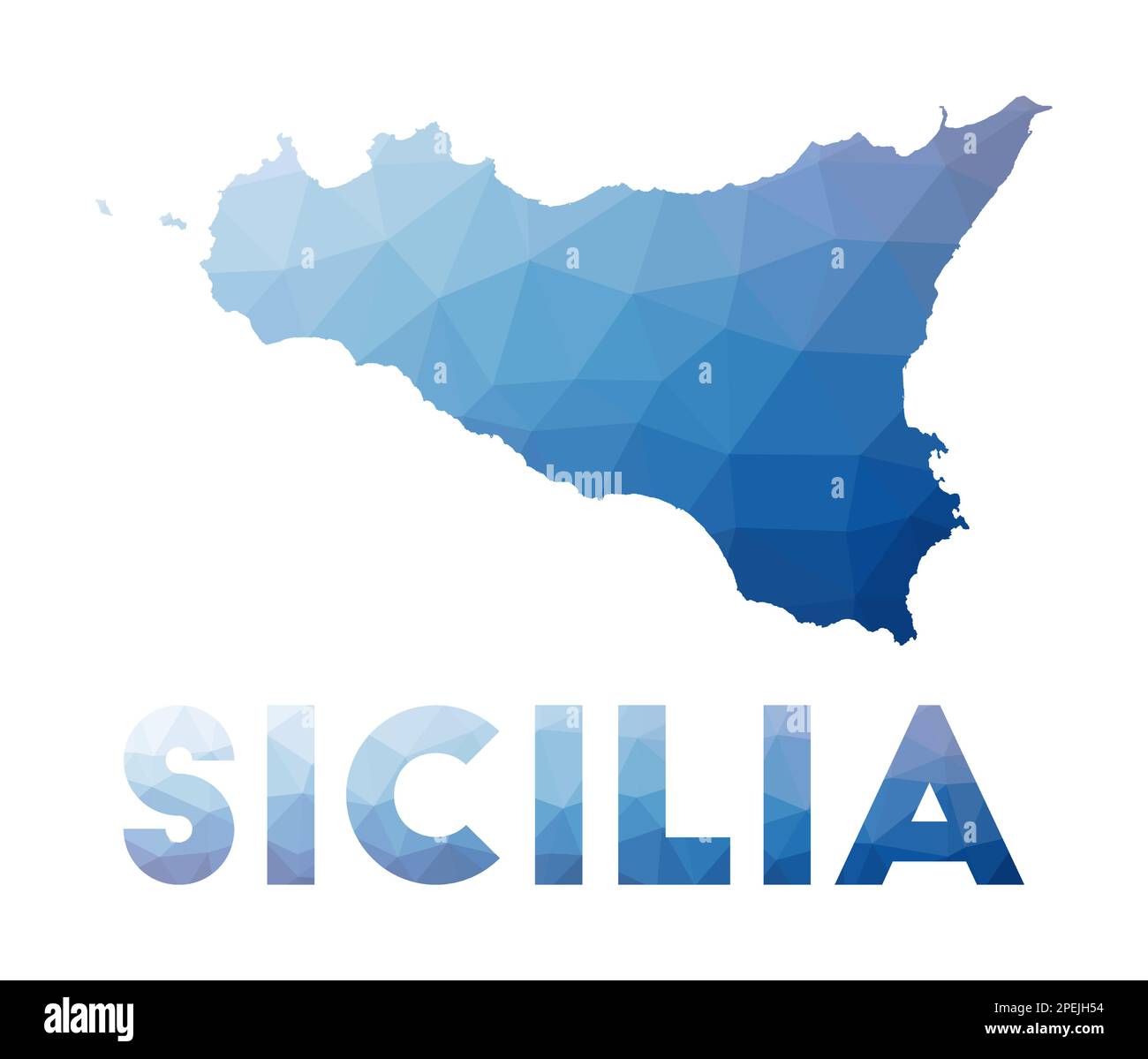 Low poly map of Sicily. Geometric illustration of the island. Sicily ...