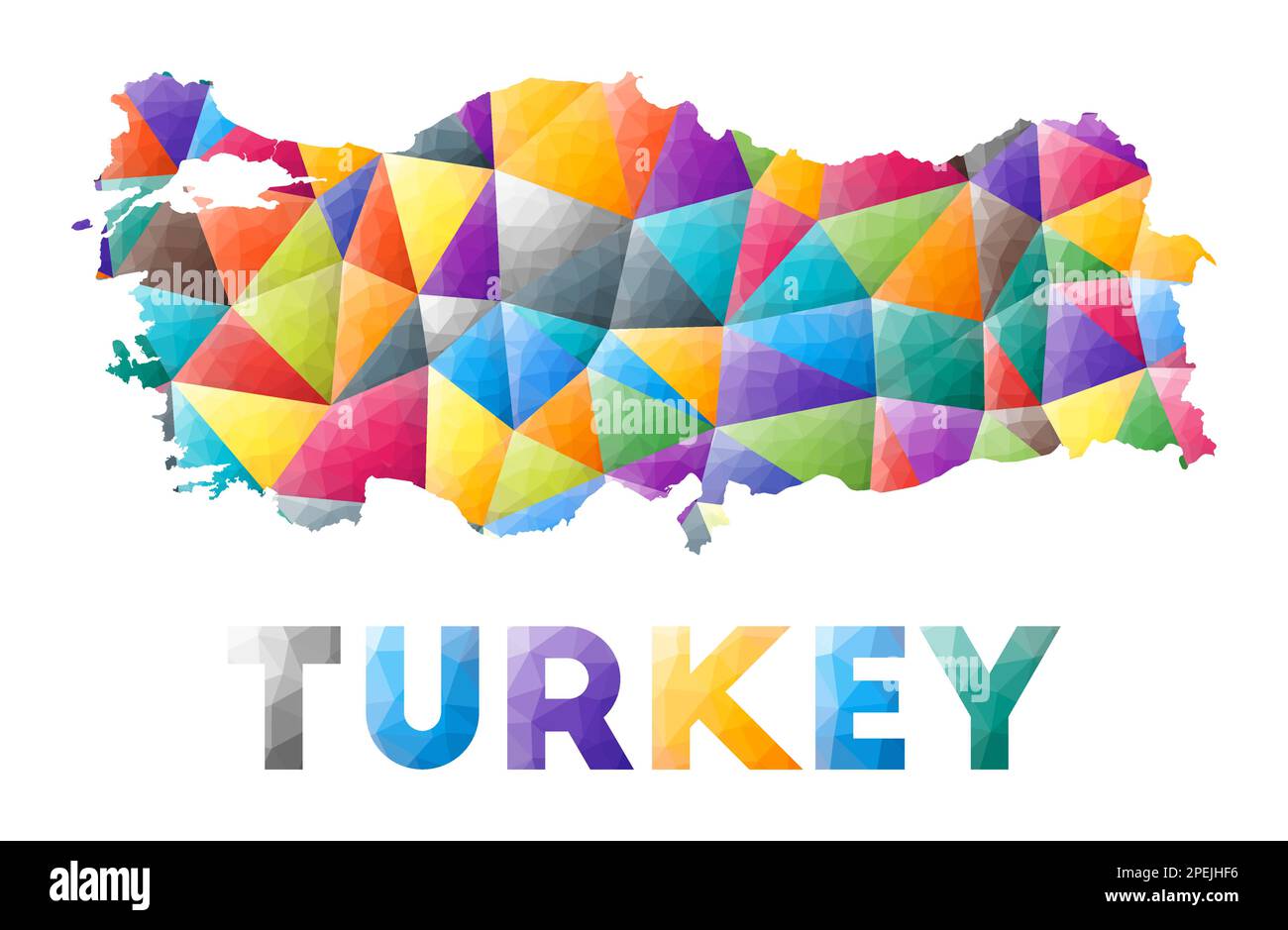 Turkey - colorful low poly country shape. Multicolor geometric ...