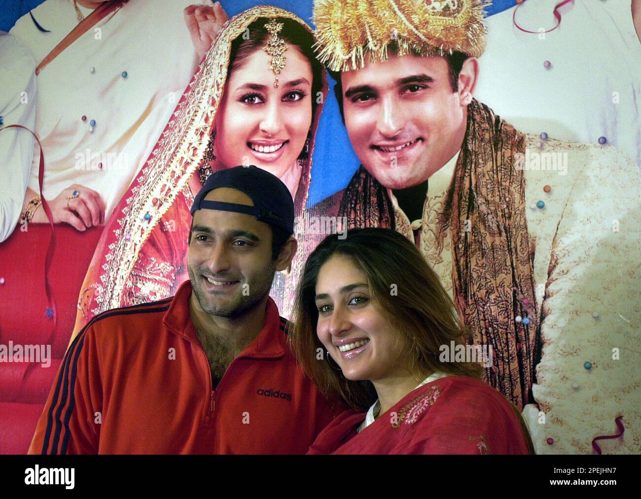 Bollywood actors Akshaye Khanna, left, and Kareena Kapoor, right, pose ...