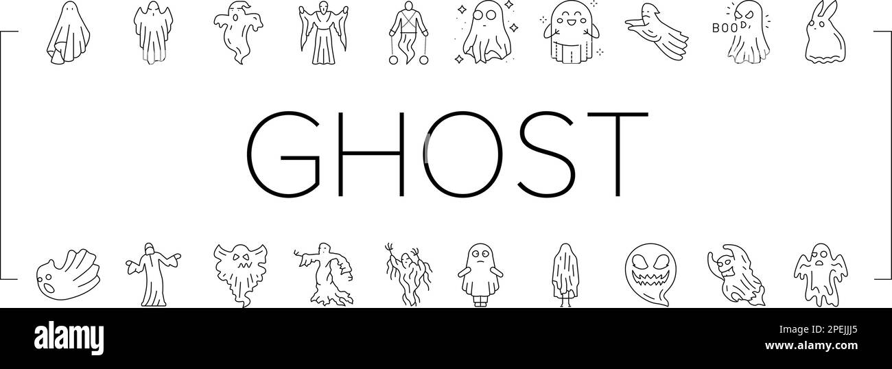 ghost halloween spooky scary cute icons set vector Stock Vector Image ...