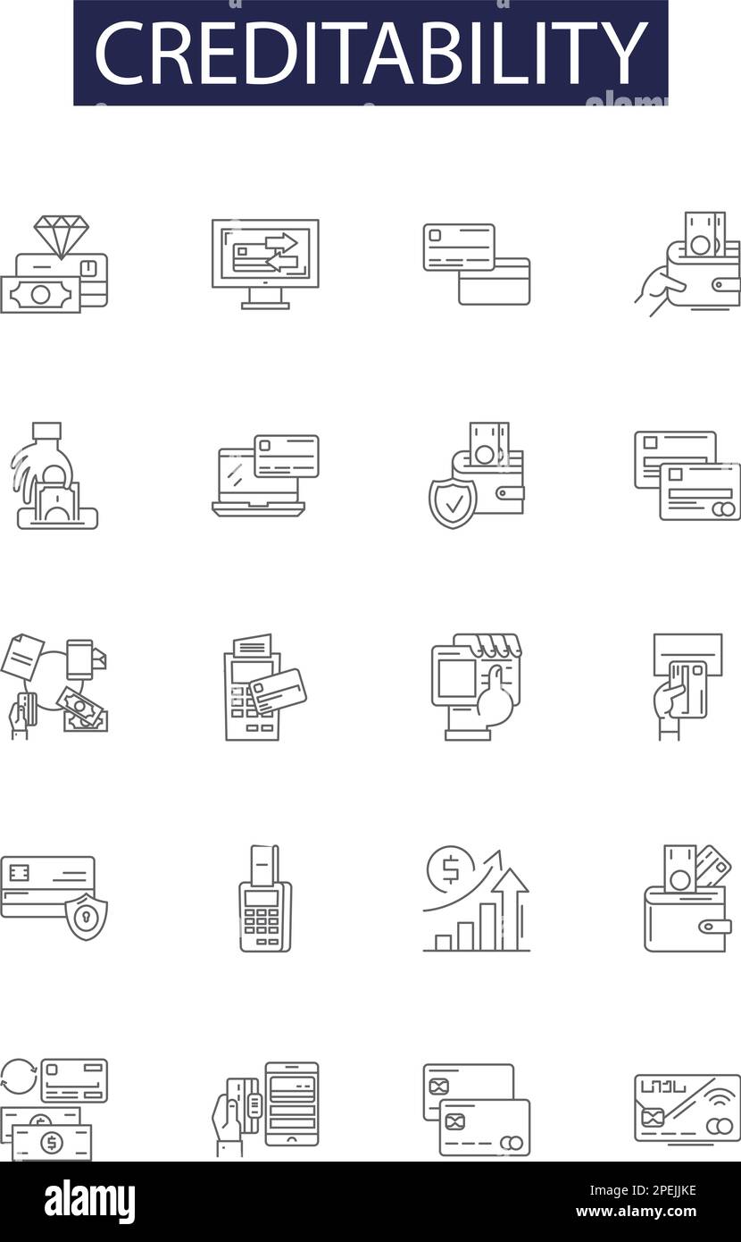 Creditability line vector icons and signs. Reputable, Trustworthiness ...