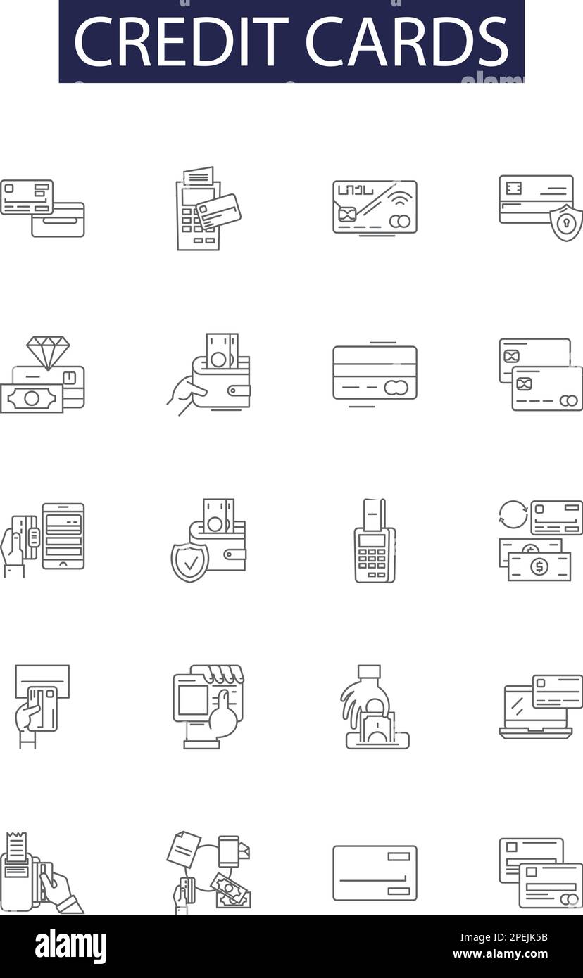 Credit cards line vector icons and signs. Credit, Plastic, Charge ...