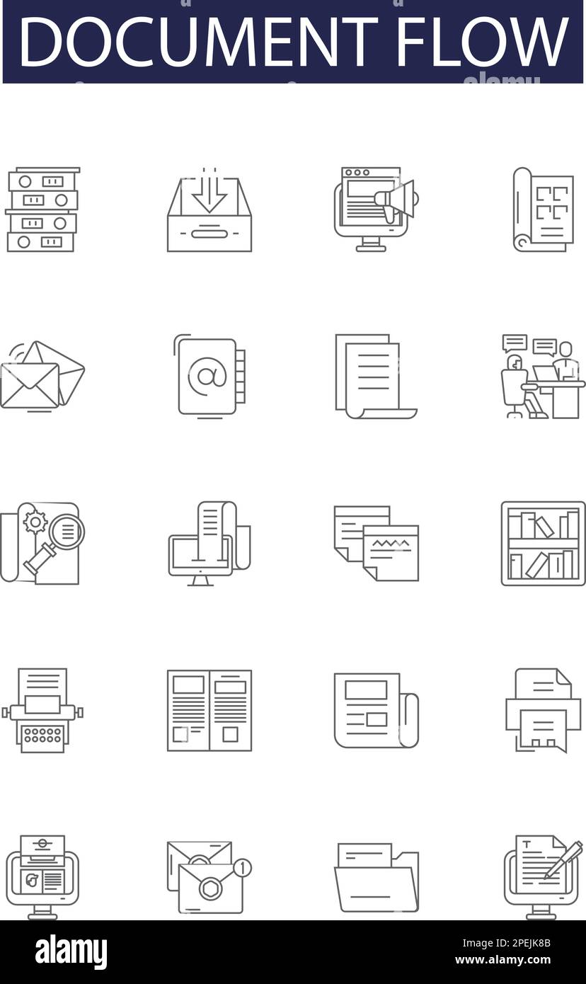 Document flow line vector icons and signs. document, flow, paper ...