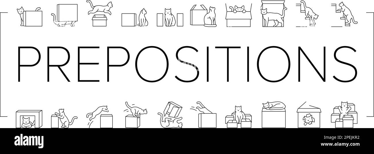 Preposition English Language Icons Set Vector Stock Vector Image And Art Alamy