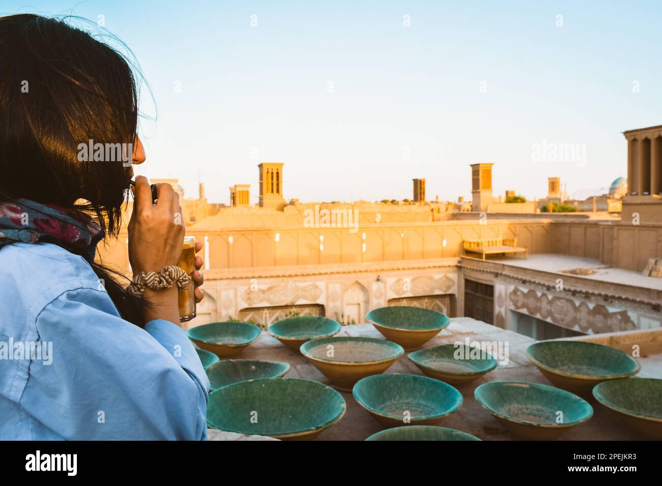 Yazd, Iran - 19th june, 2022: portrait of caucasian visitor tourist ...