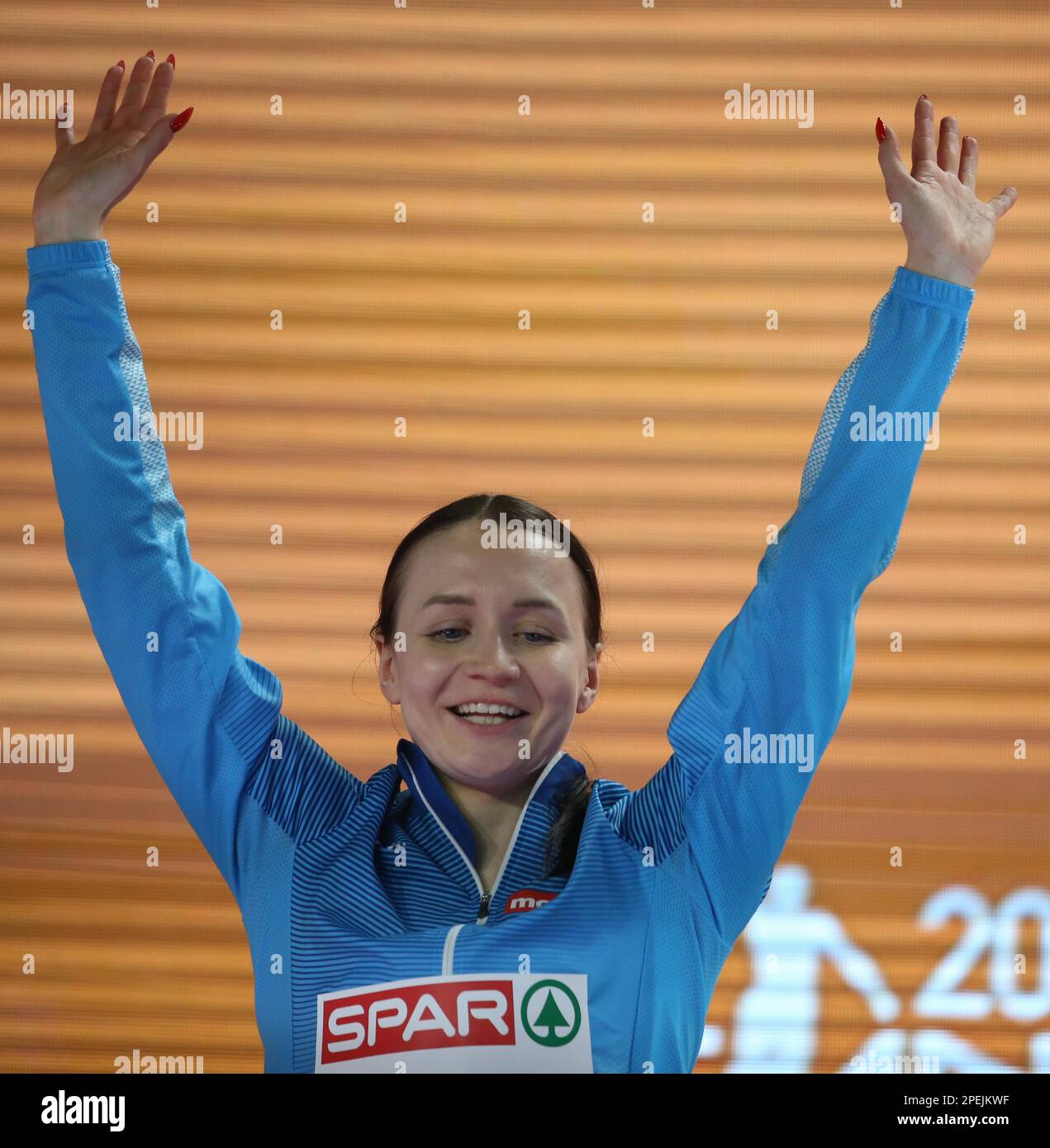 Reetta HURSKE of Finland Podium 60m Hurdles Women during the European ...