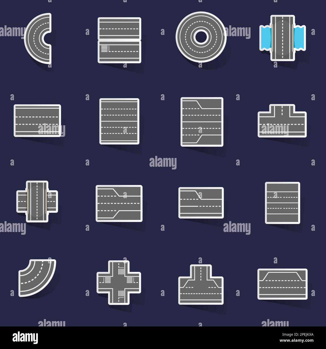 Road elements constructor icons set stikers collection vector with ...