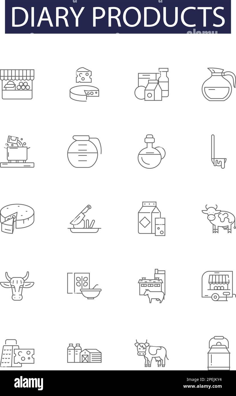 Diary products line vector icons and signs. Diary, Notebook, Planner ...