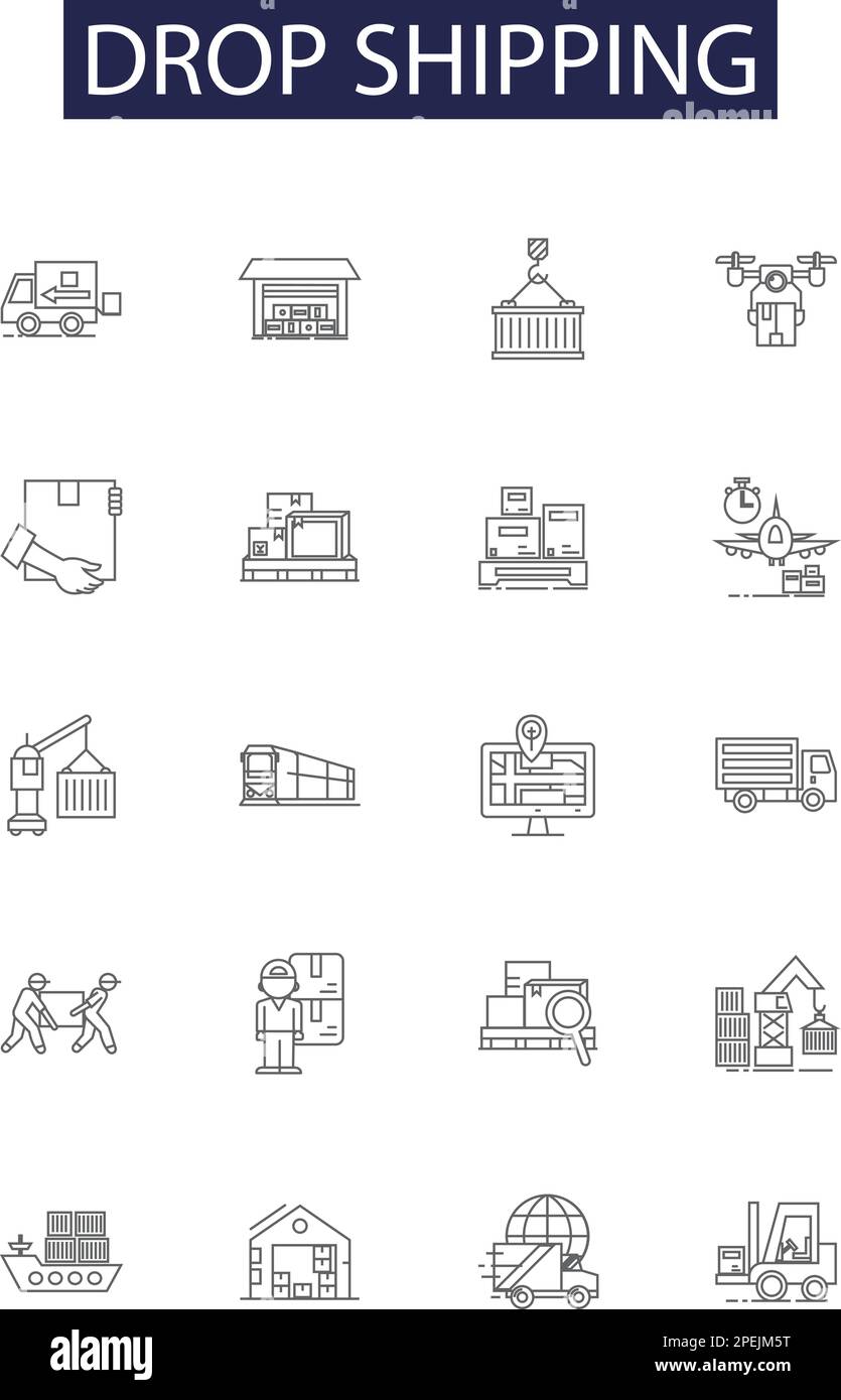 Drop shipping line vector icons and signs. Ecommerce, Logistics ...
