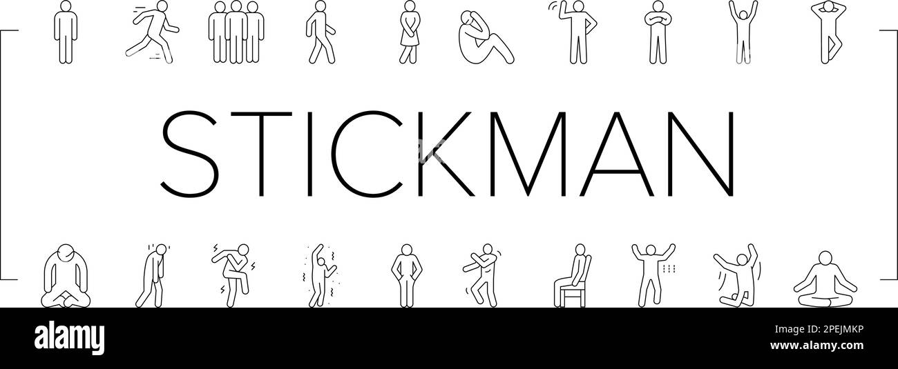 stickman man people silhouette icons set vector Stock Vector Image ...