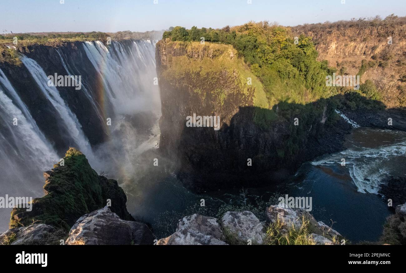 Wide angle shot of the Victoria falls in Zimbabwe Stock Photo - Alamy
