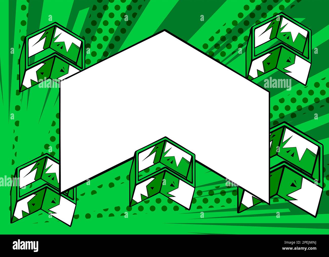 White, Blank Comic book arrow on green background poster. Comics ...