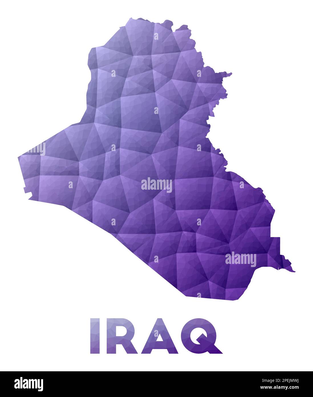Map of Republic of Iraq. Low poly illustration of the country. Purple ...