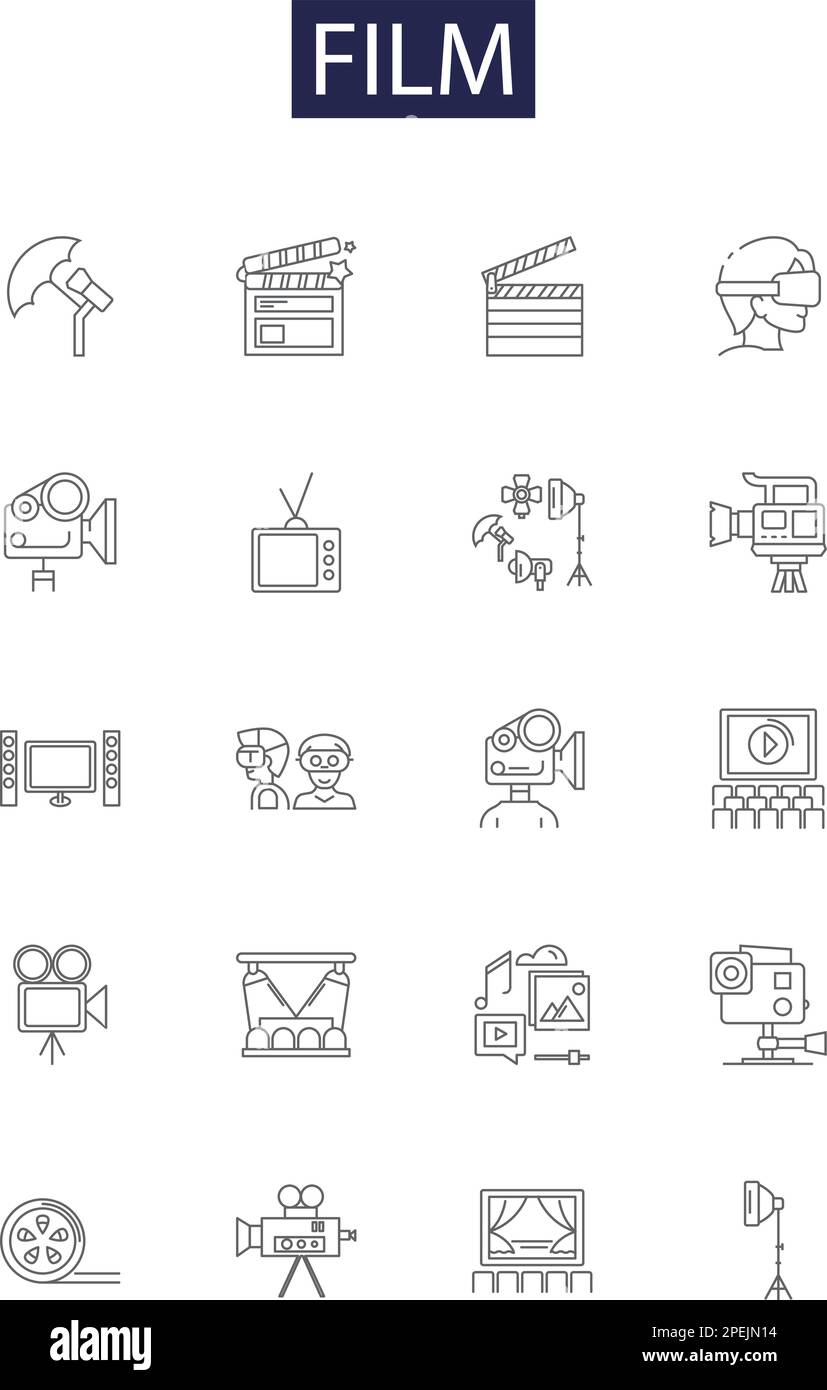 Film line vector icons and signs. Cinema, Movie-making, Movies, Flicks ...