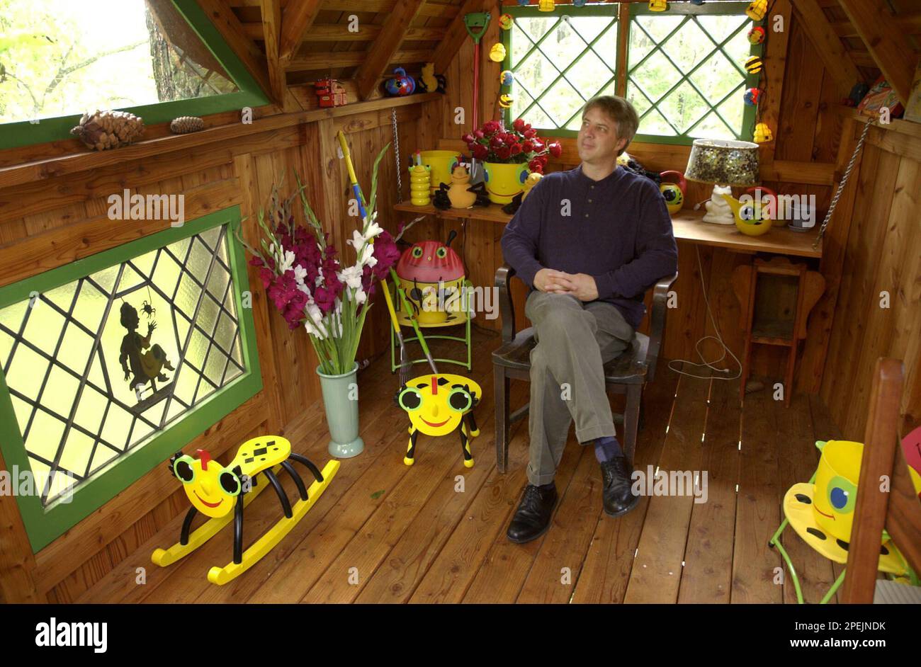 Children's author David Kirk, pictured in his treehouse in King Ferry ...