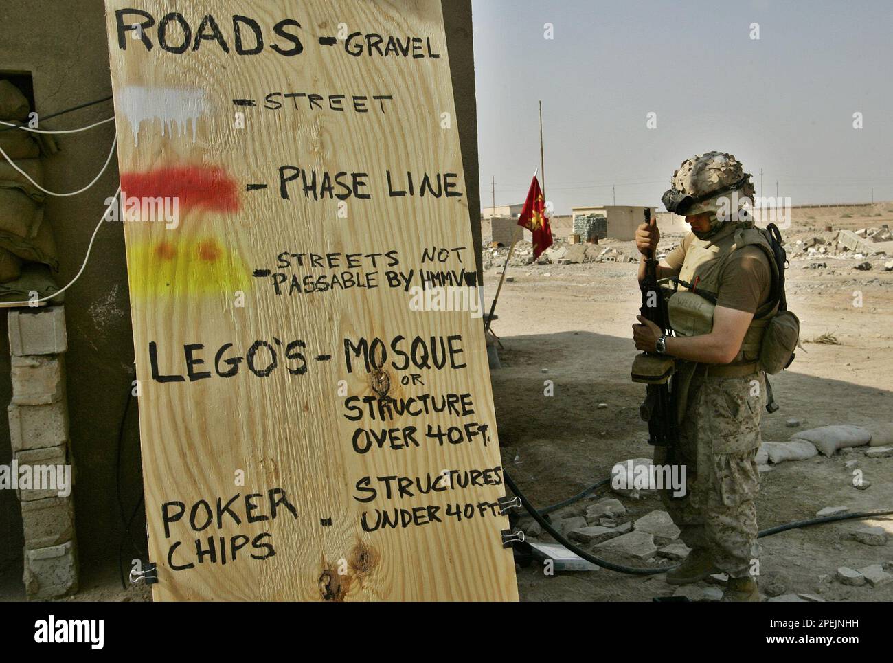 A legend for a city map of Fallujah, made out of gravels and Lego ...