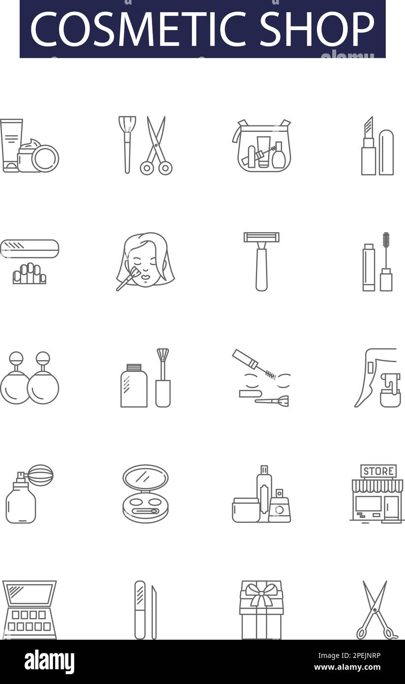 Cosmetic shop line vector icons and signs. Shop, Beauty, Makeup ...