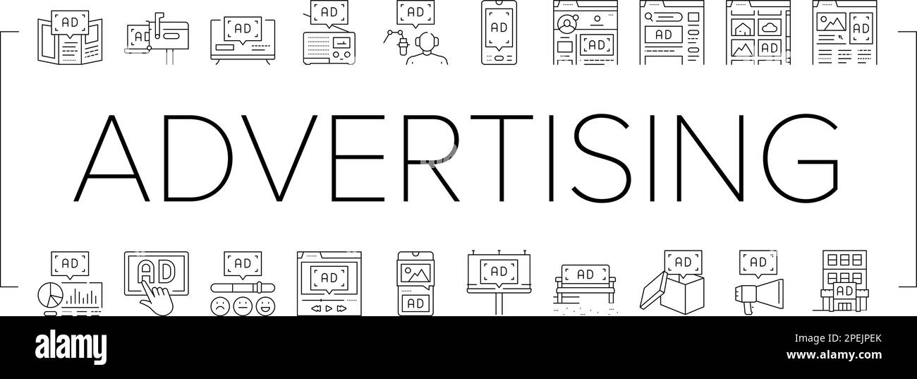 advertising media business icons set vector Stock Vector Image & Art ...