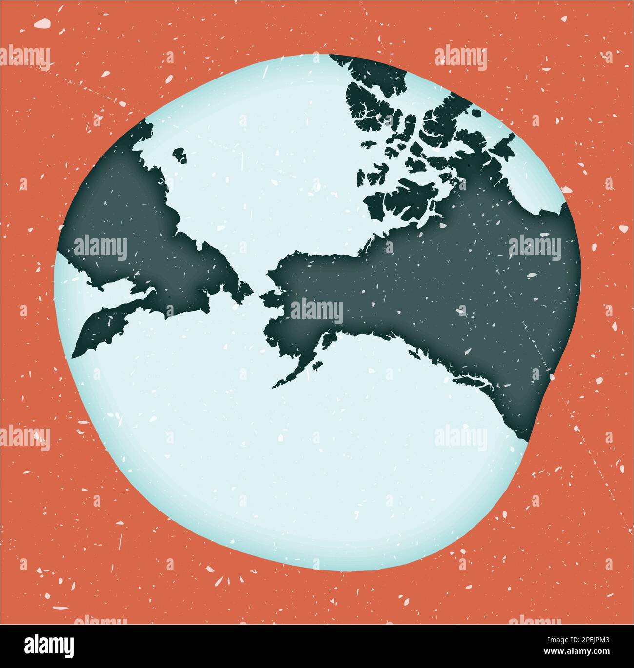 World Map Poster Modified Stereographic Projection For Alaska Vintage World Shape With Grunge