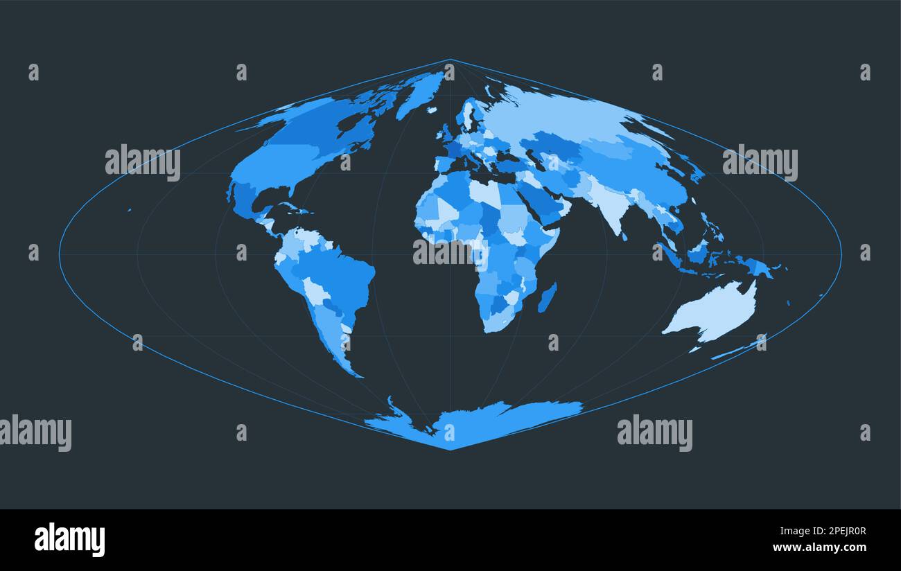 World Map. Caster parabolic projection. Futuristic world illustration ...