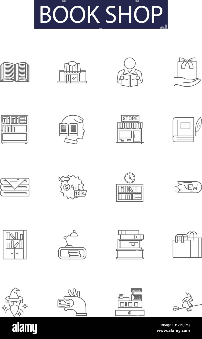 Book shop line vector icons and signs. Books, Volume, Novels, Story ...