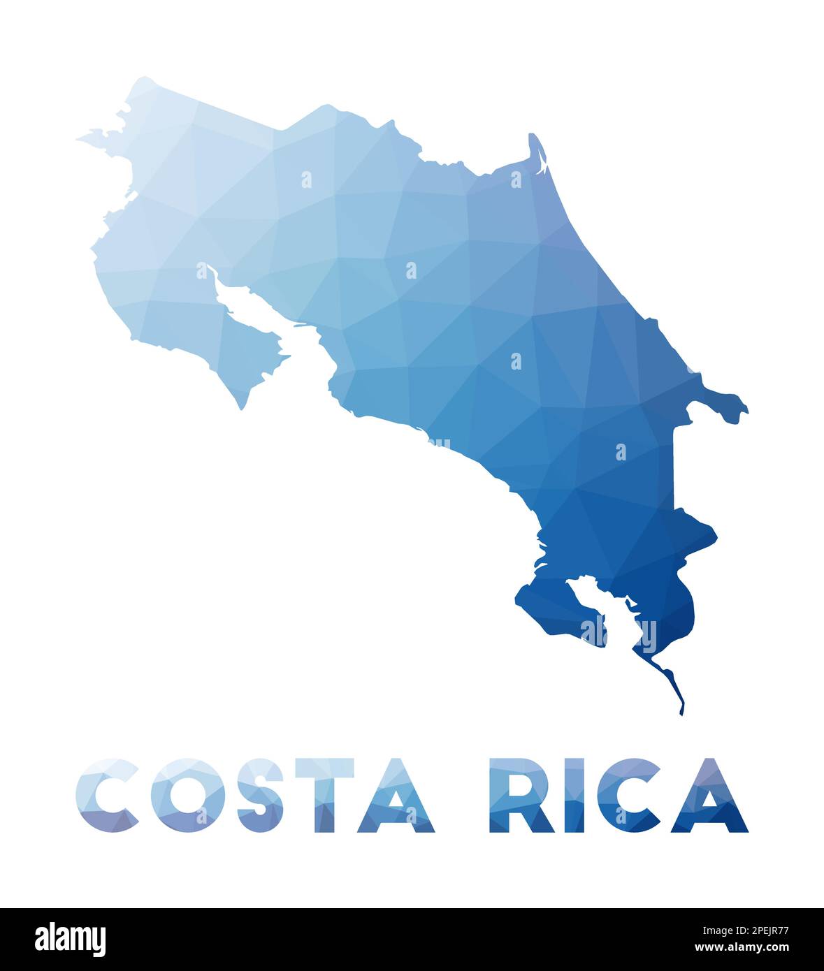Low poly map of Costa Rica. Geometric illustration of the country ...