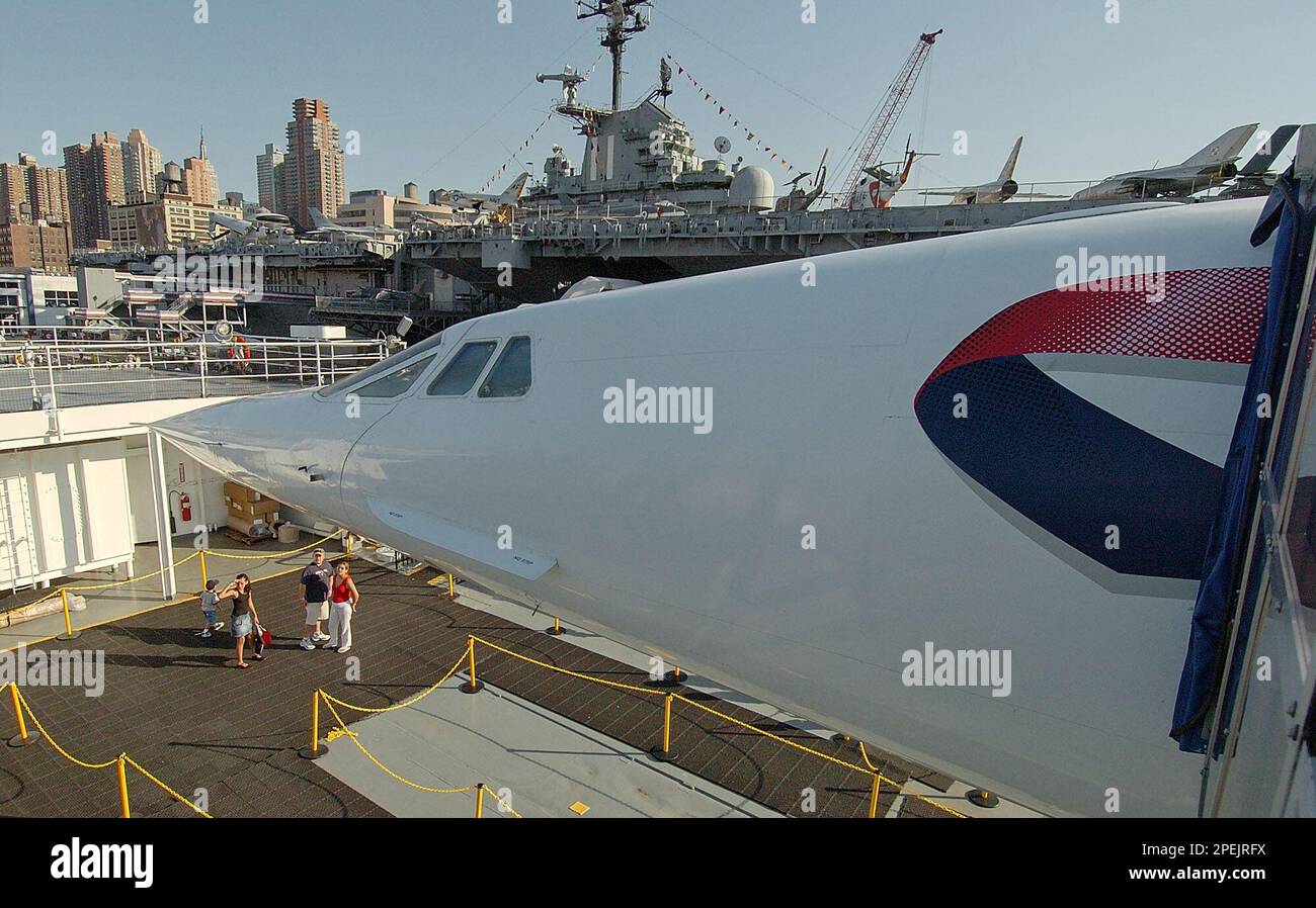 After viewing the plane's interior, visitors at the Intrepid Air-Sea-Space Museum in New York ...