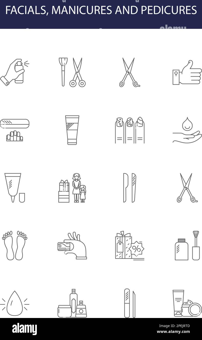 Facials, manicures and pedicures line vector icons and signs. spa ...