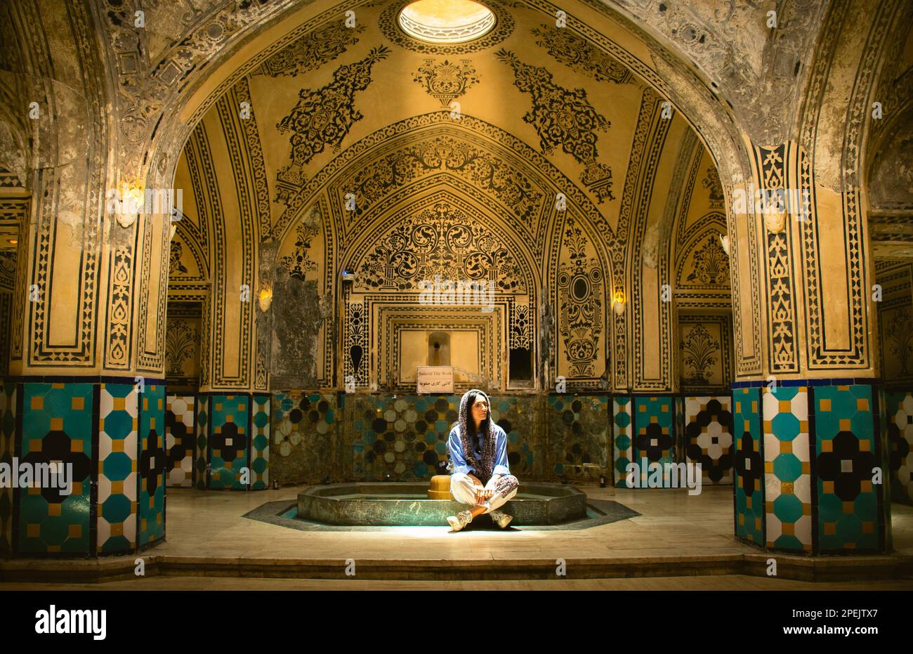 Kashan, Iran - 29th june, 2022: Tourist pose with Interior and art in ...