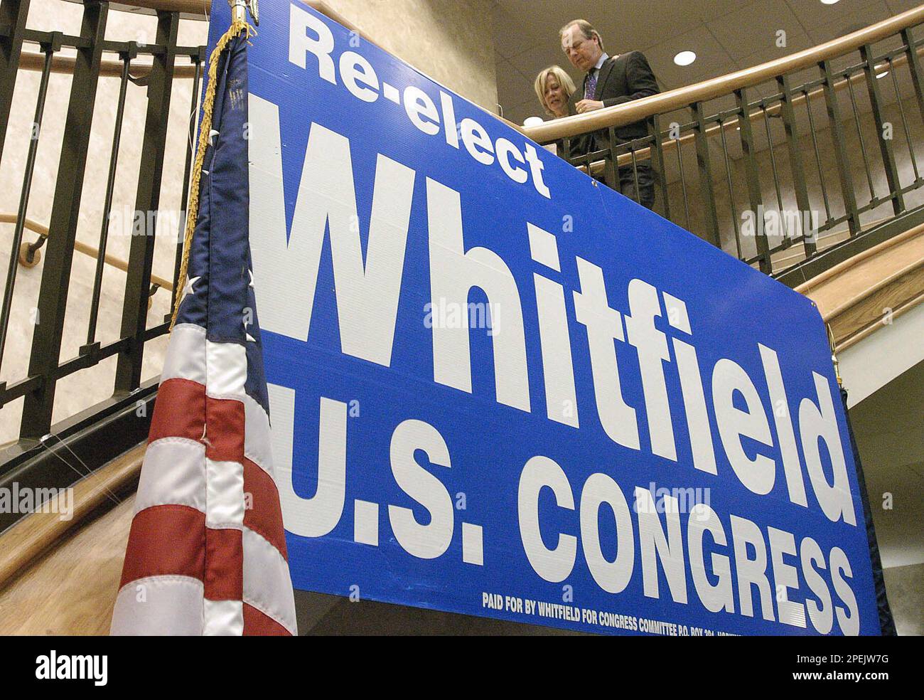 Rep. Ed Whitfield, R-Ky., and his wife, Connie, make their way down a ...