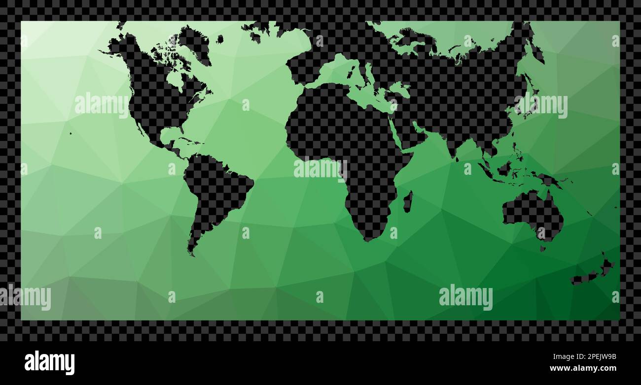 Transparent digital world map. Gyou projection. Polygonal map of the ...