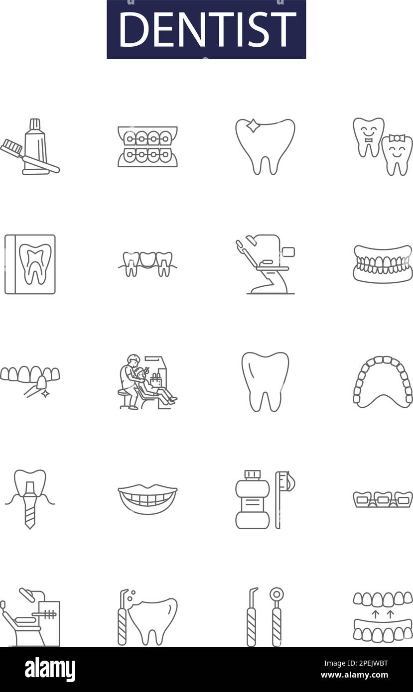 Dentist line vector icons and signs. Oral, Cavity, Teeth, Hygienist ...