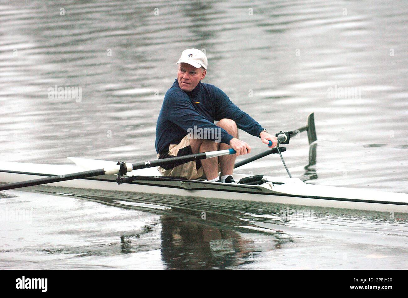 Indiana Democrat Gov. Joe Kernan rows along the St. Joseph River in ...