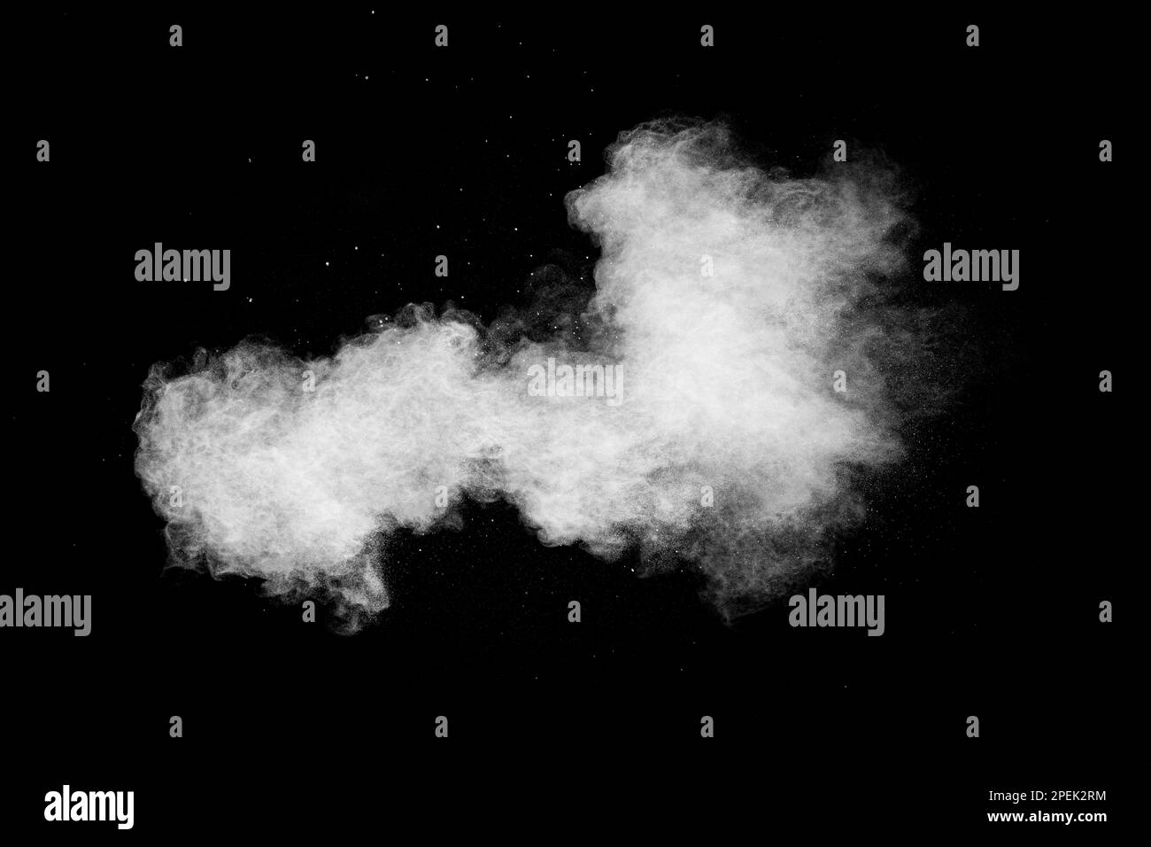 White dust cloud in the air.Abstract white powder explosion against ...