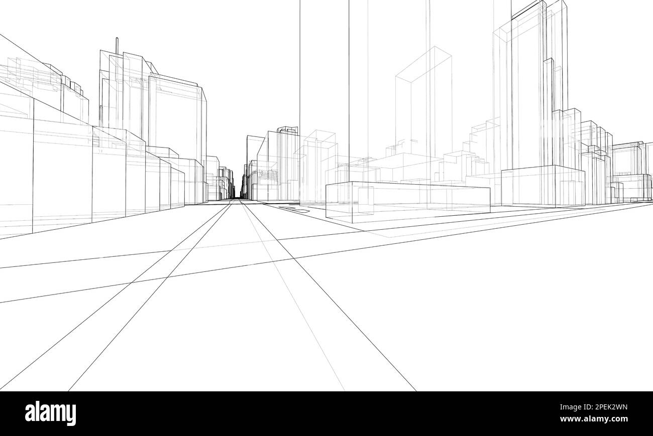 3d urban landscape. Buildings and roads Stock Photo - Alamy