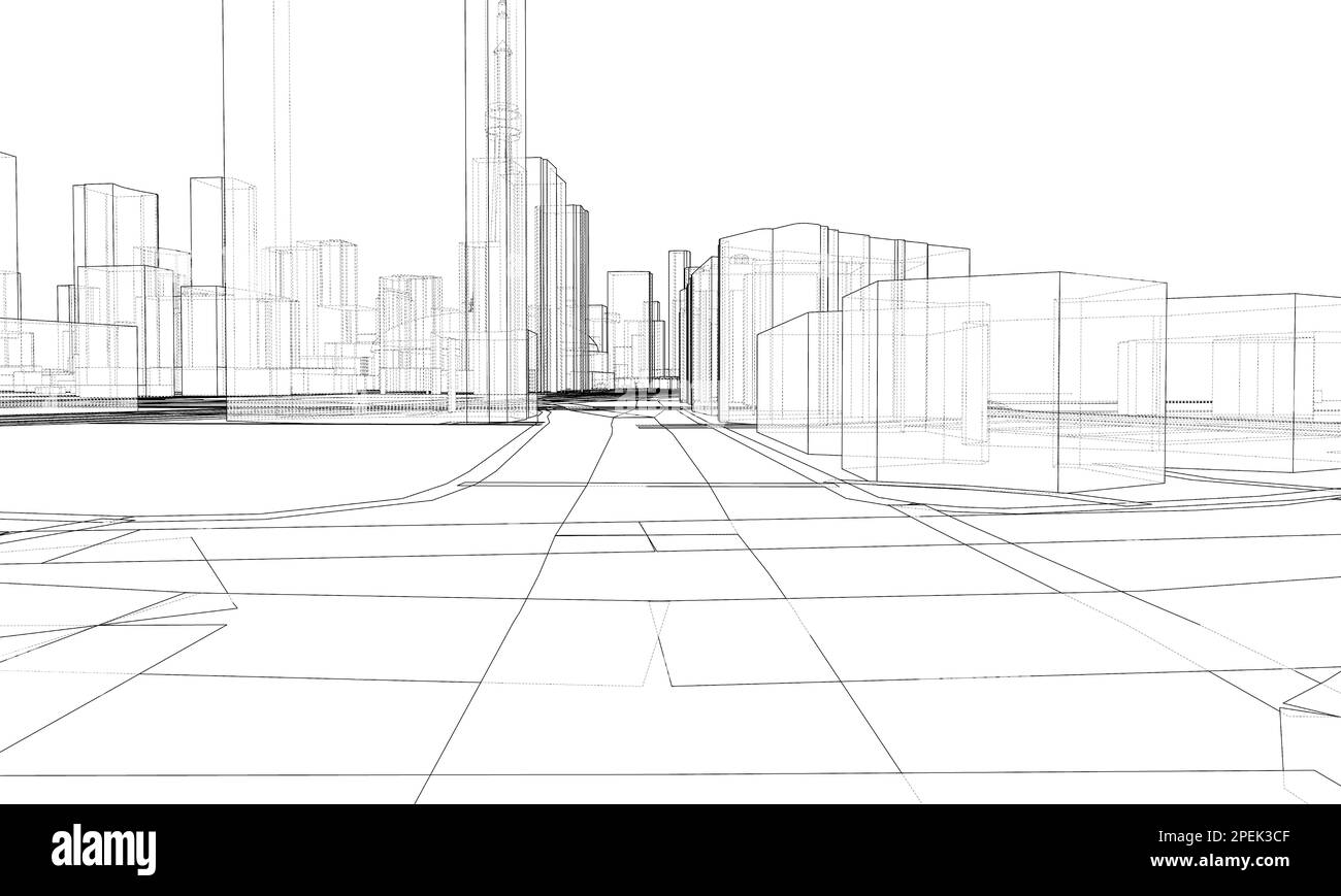3d urban landscape. Buildings and roads Stock Photo - Alamy