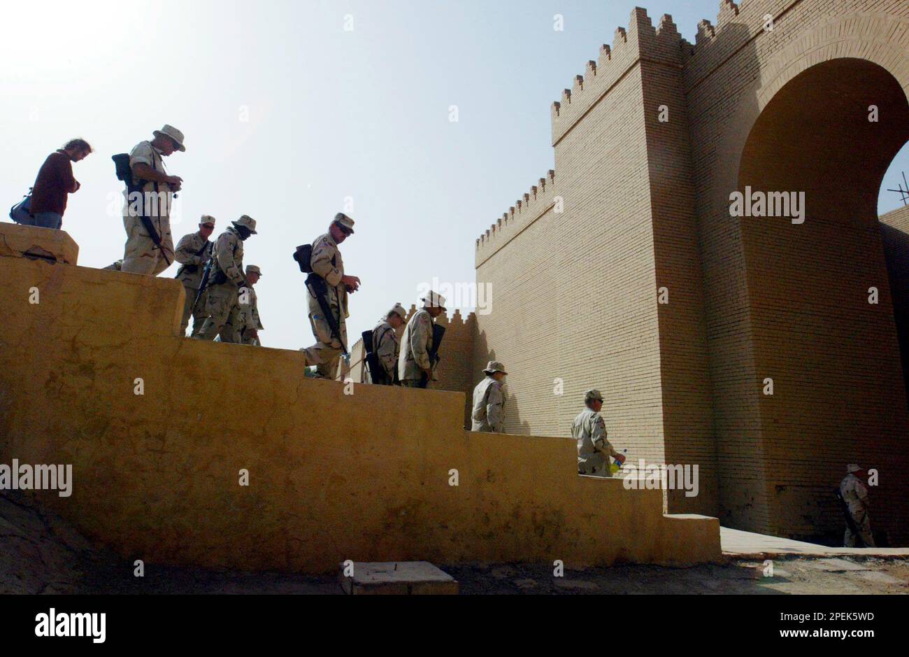 U.S. Army soldiers tour through the rebuilt ruins of Babylon, Iraq Oct ...