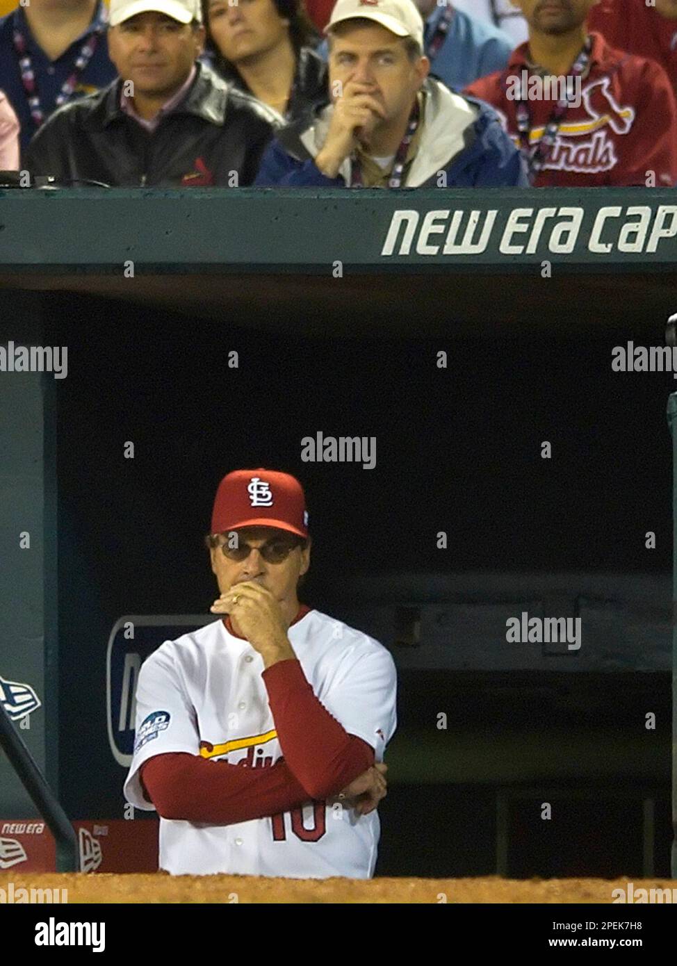 St. Louis Cardinals manager Tony La Russa watches from the dugout ...