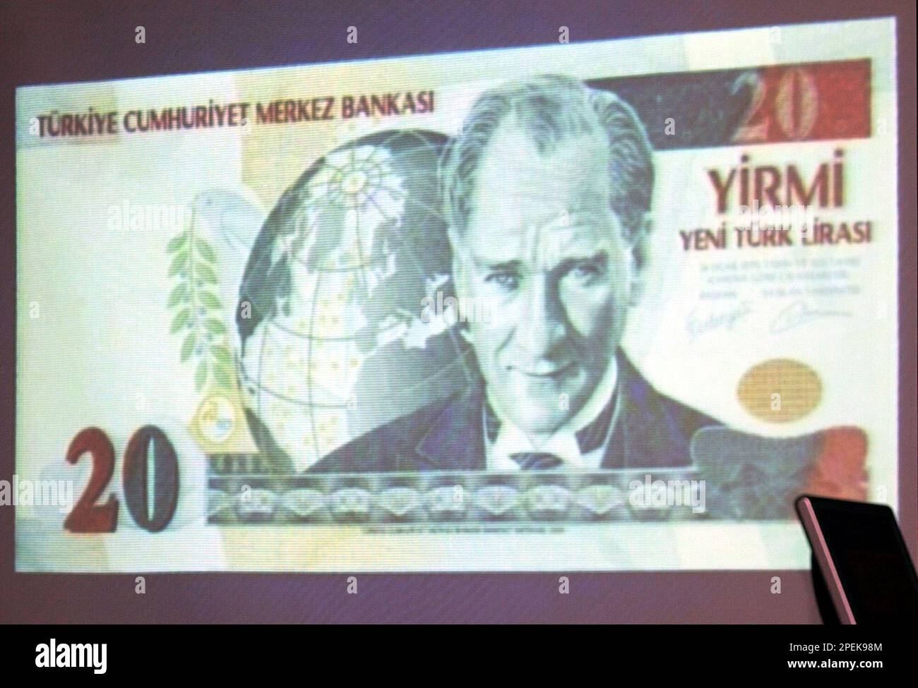 An image of a 20 Lira note in Turkey's new currency, the New Turkish ...