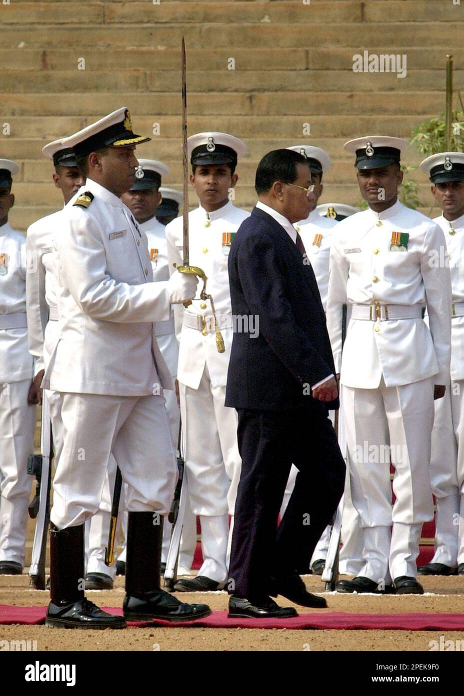 Senior Gen. Than Shwe, leader of Myanmar's military government, center ...