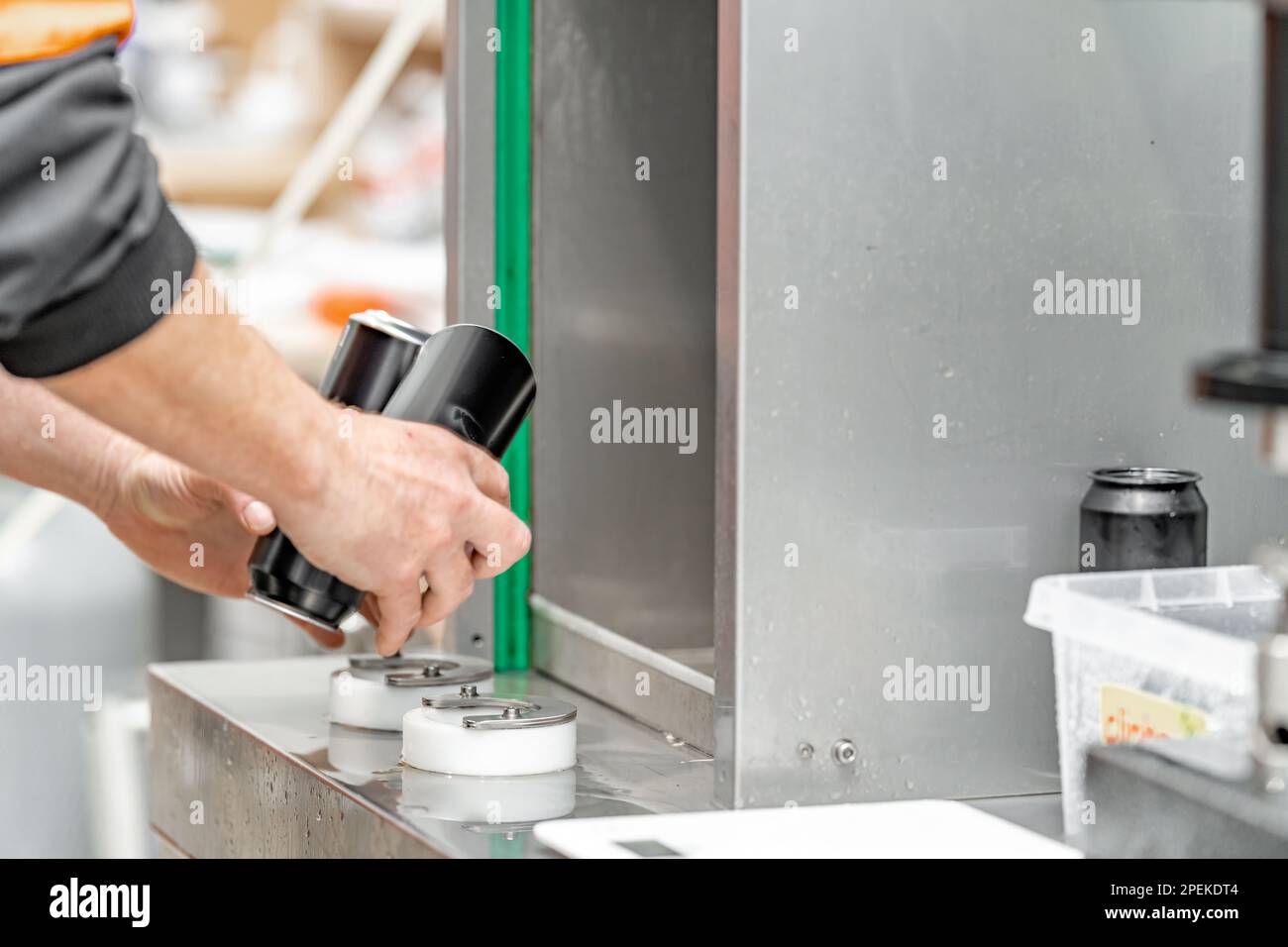 beer filled beverage cans in a brewery Stock Photo - Alamy