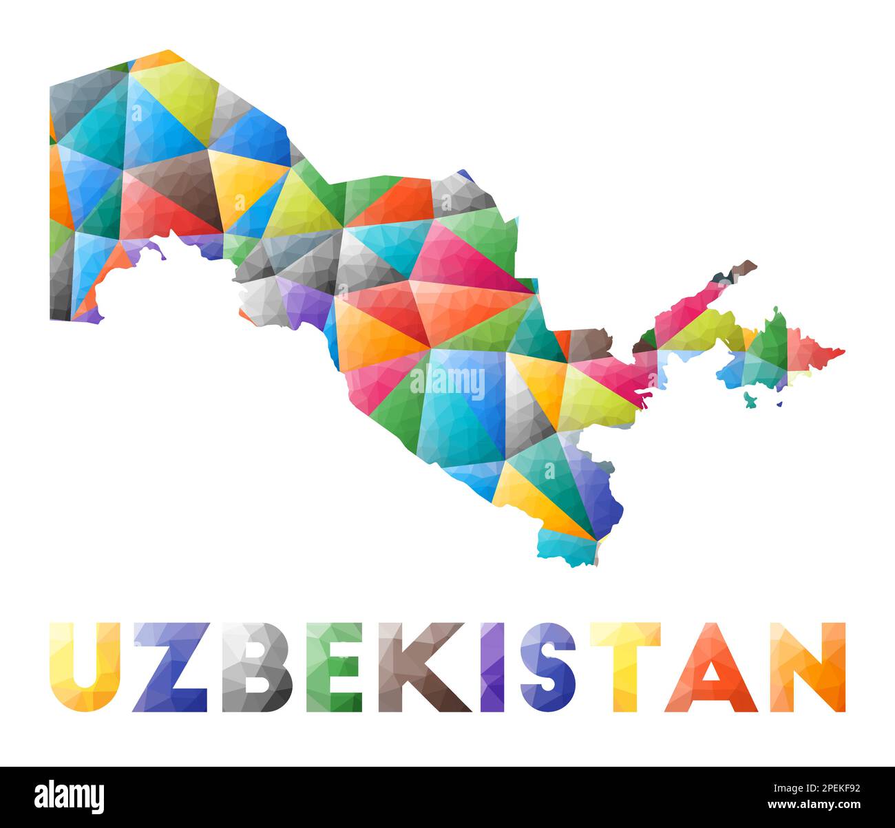 Uzbekistan Colorful Low Poly Country Shape Multicolor Geometric