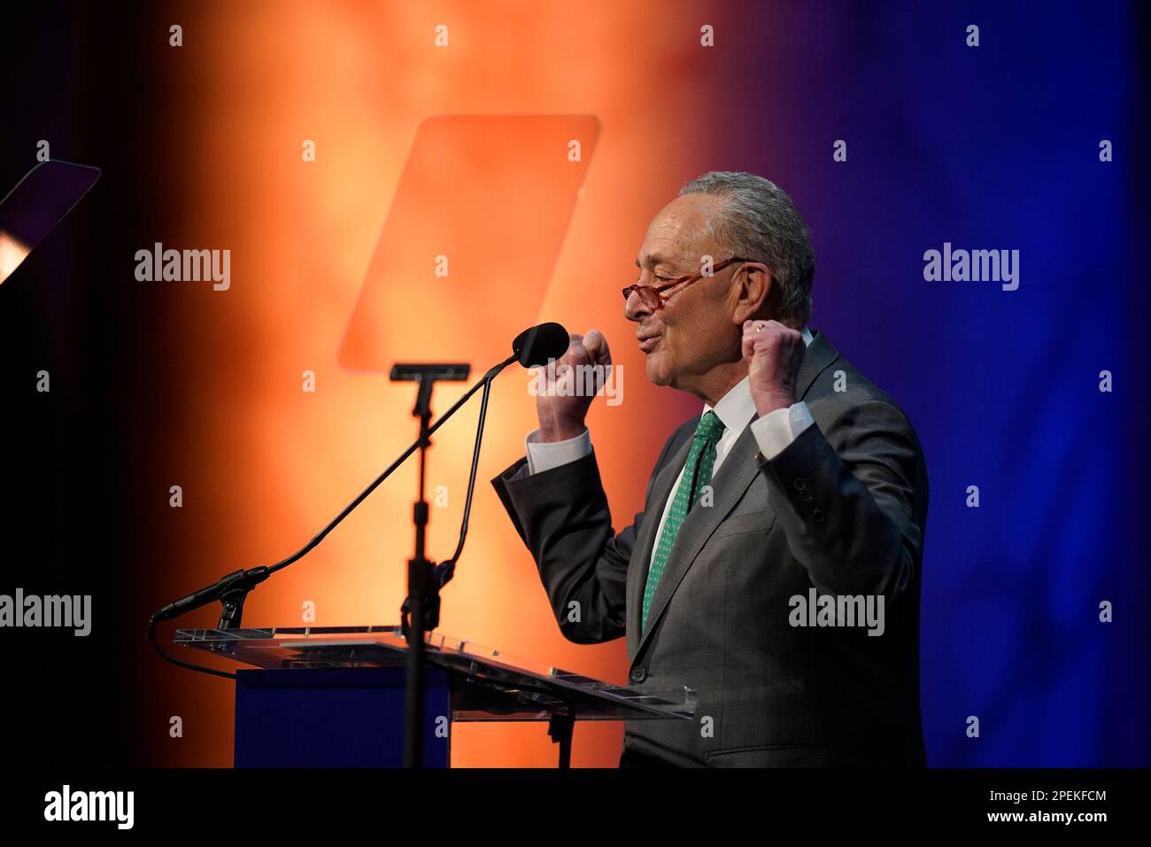 Majority Leader of the US Senate Chuck Schumer speaking at the Ireland ...